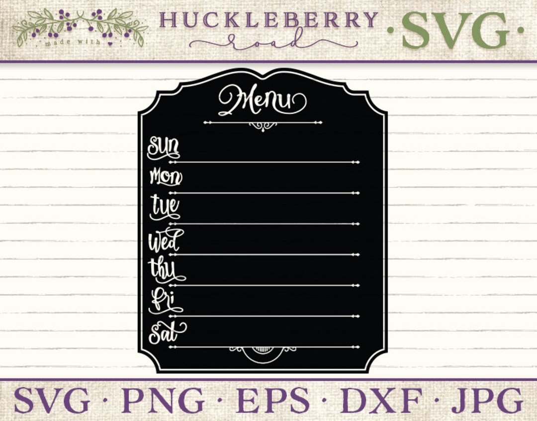 Weekly Menu SVG Cut File Cafe Bistro Chalkboard Small - Etsy