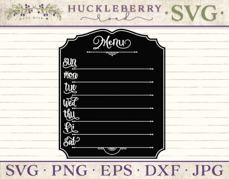 Weekly Menu SVG Cut File Cafe Bistro Chalkboard - Small Business ...