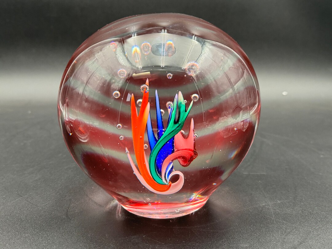 Robert L. Hamon Art Glass Large Multi Color Bubble Sculpture Signed 5 1 ...