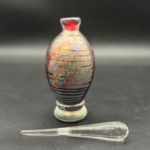 David Tate Art Glass Iridescent Multi Color Spot Perfume Bottle W ...