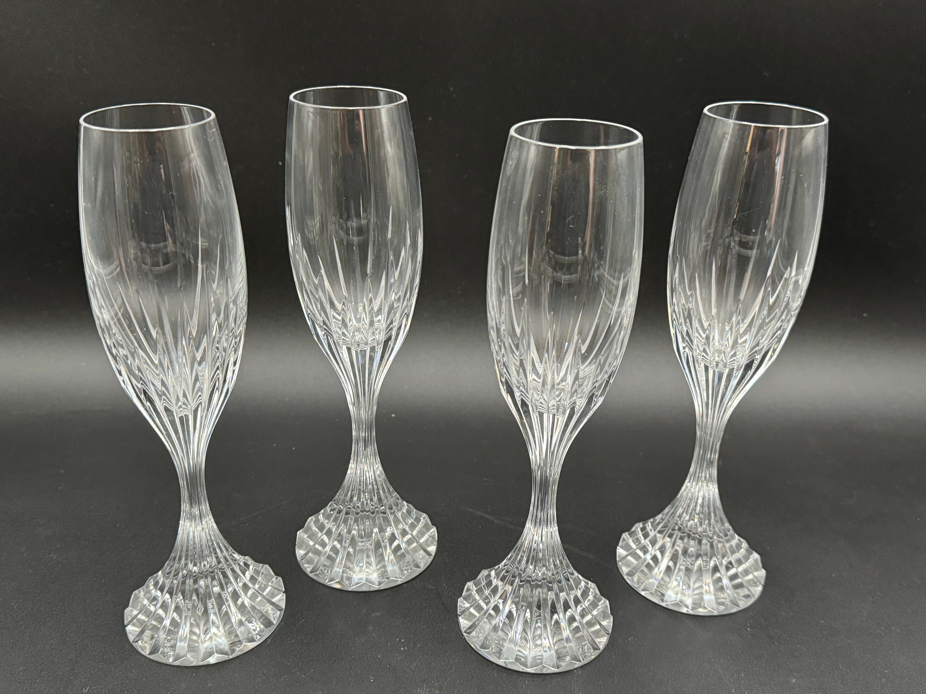 Set of 4 Baccarat France Crystal Massena Champagne Flutes 8 1/2 H ...