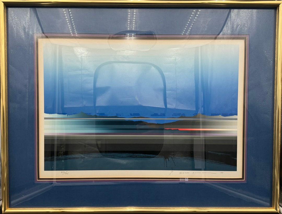 Tetsuro Sawada “untitled” Landscape Mountains Blue Red Signed ...