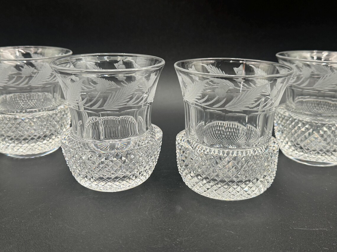 Set of 4 Edinburgh Scotland Crystal “thistle” Old Fashioned Tumbler ...