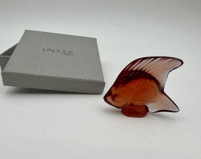 Lalique Crystal France Red Angel Fish Figurine Signed MIB Many ...