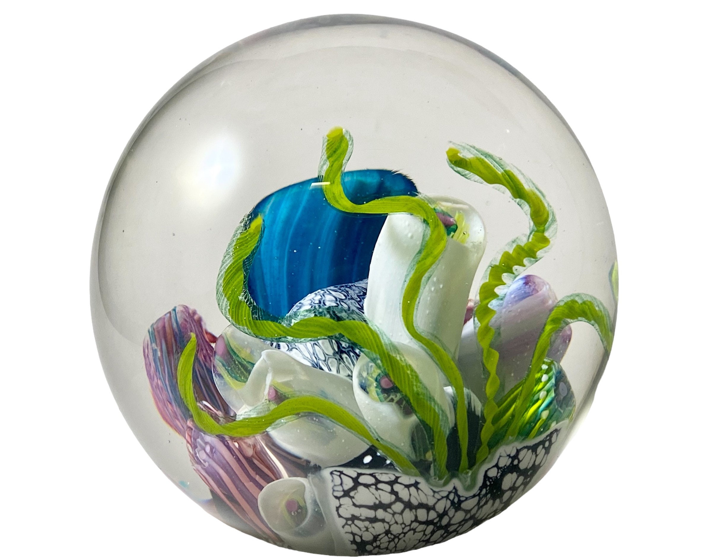 Mark Eckstrand Art Glass Coral Reef Seaweed Ocean Paperweight - Etsy