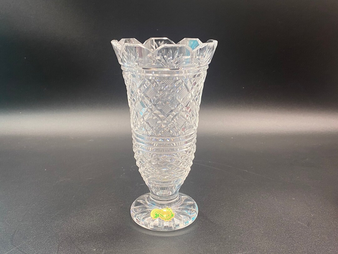 Waterford Crystal Scalloped Cut Detailed Vase Original Sticker 7” H ...