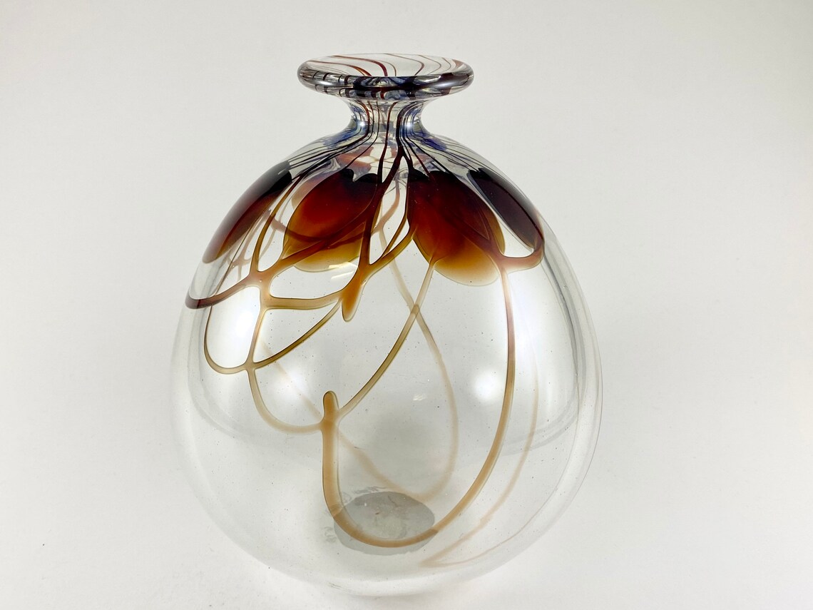 Signed Mary Angus Art Glass Paperweight Vase Heart and Vine 6 - Etsy