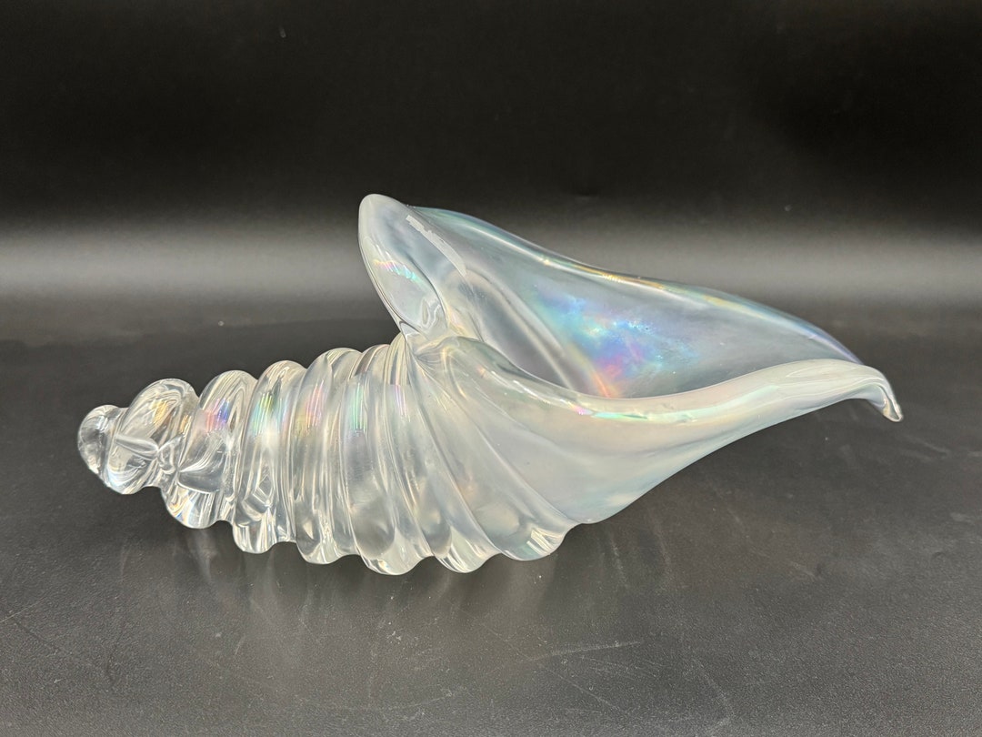 Vintage Oscar Zanetti Murano Art Glass Iridescent Opalescent Sea Shell ...