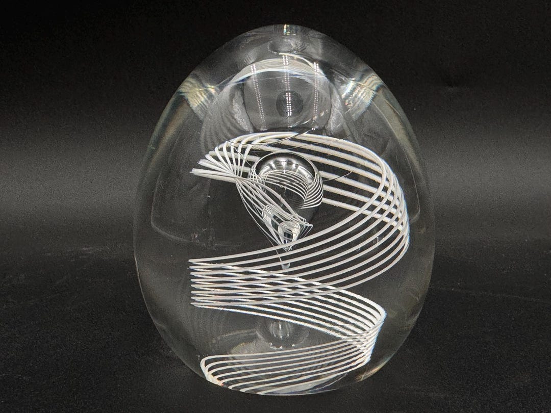 Steuben Glass Swirl Controlled Bubble Egg Paperweight George Thompson ...