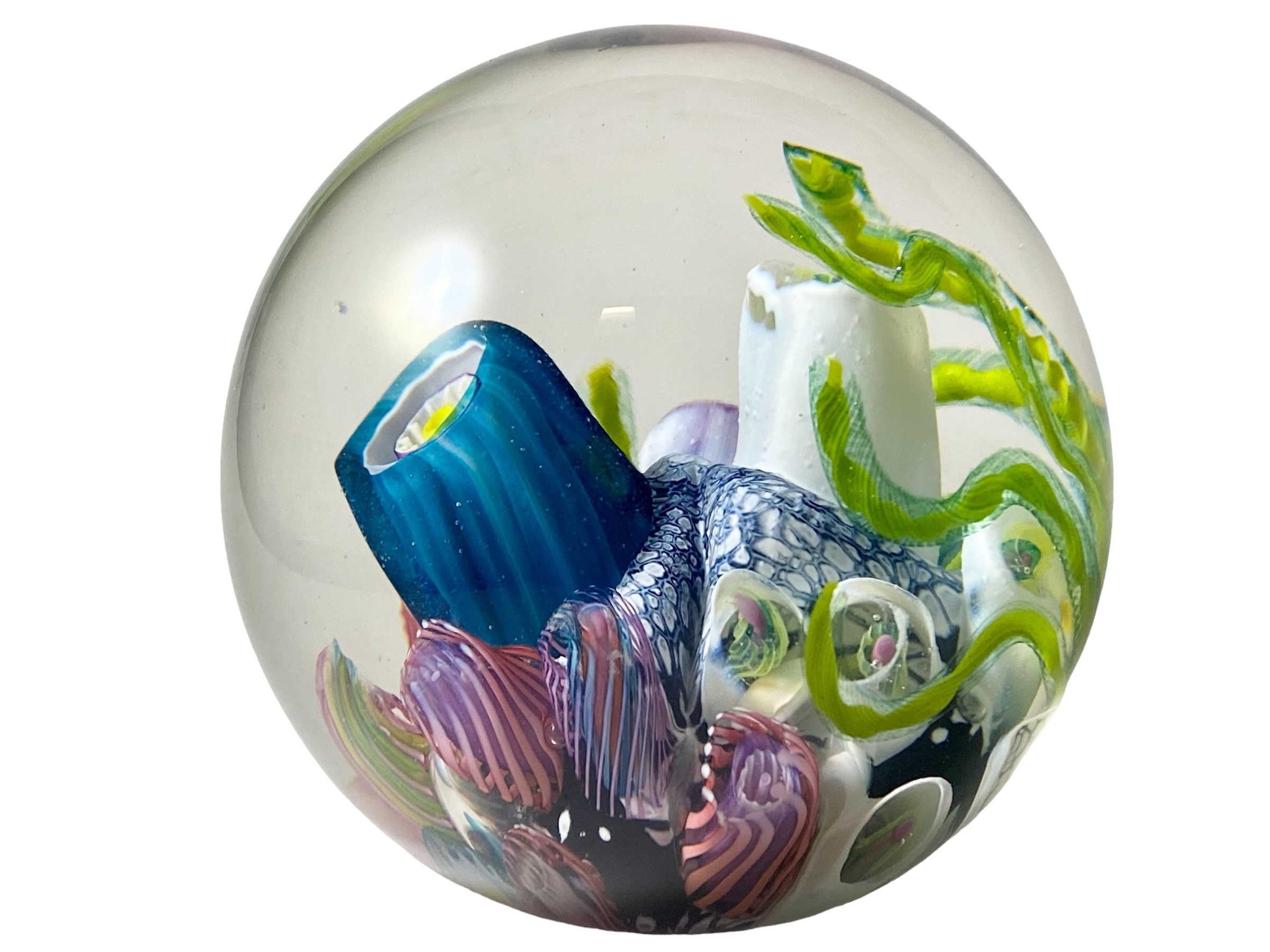 Mark Eckstrand Art Glass Coral Reef Seaweed Ocean Paperweight - Etsy