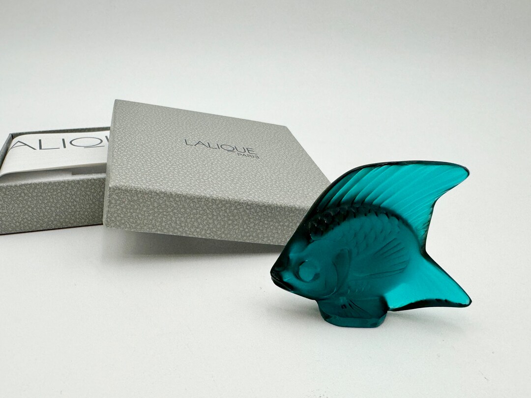 Lalique Crystal France Turquoise Angel Fish Figurine Signed MIB Many ...