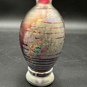 David Tate Art Glass Iridescent Multi Color Spot Perfume Bottle W ...
