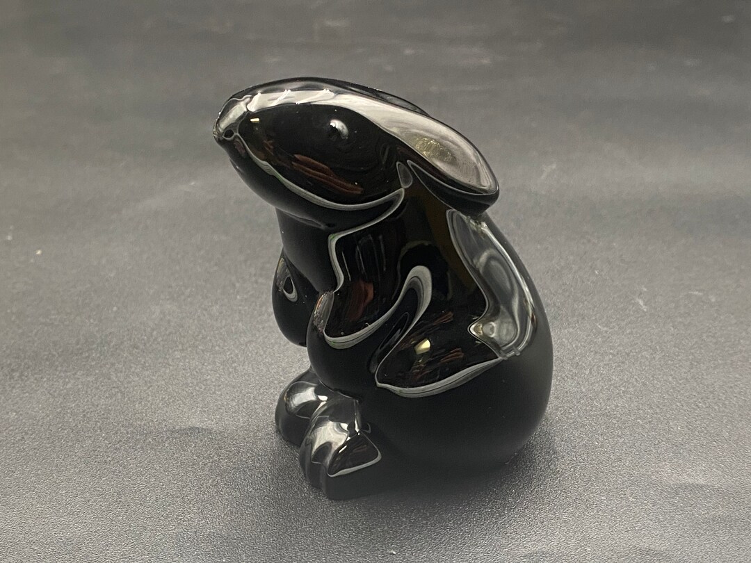 Baccarat France Black Crystal Rabbit Bunny Paperweight Figurine Ex ...