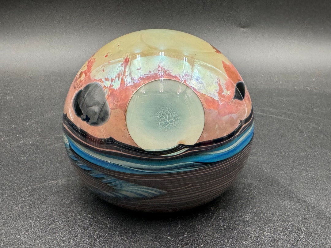 Rare John Lewis Art Glass Landscape Moonscape Paperweight Sculpture ...