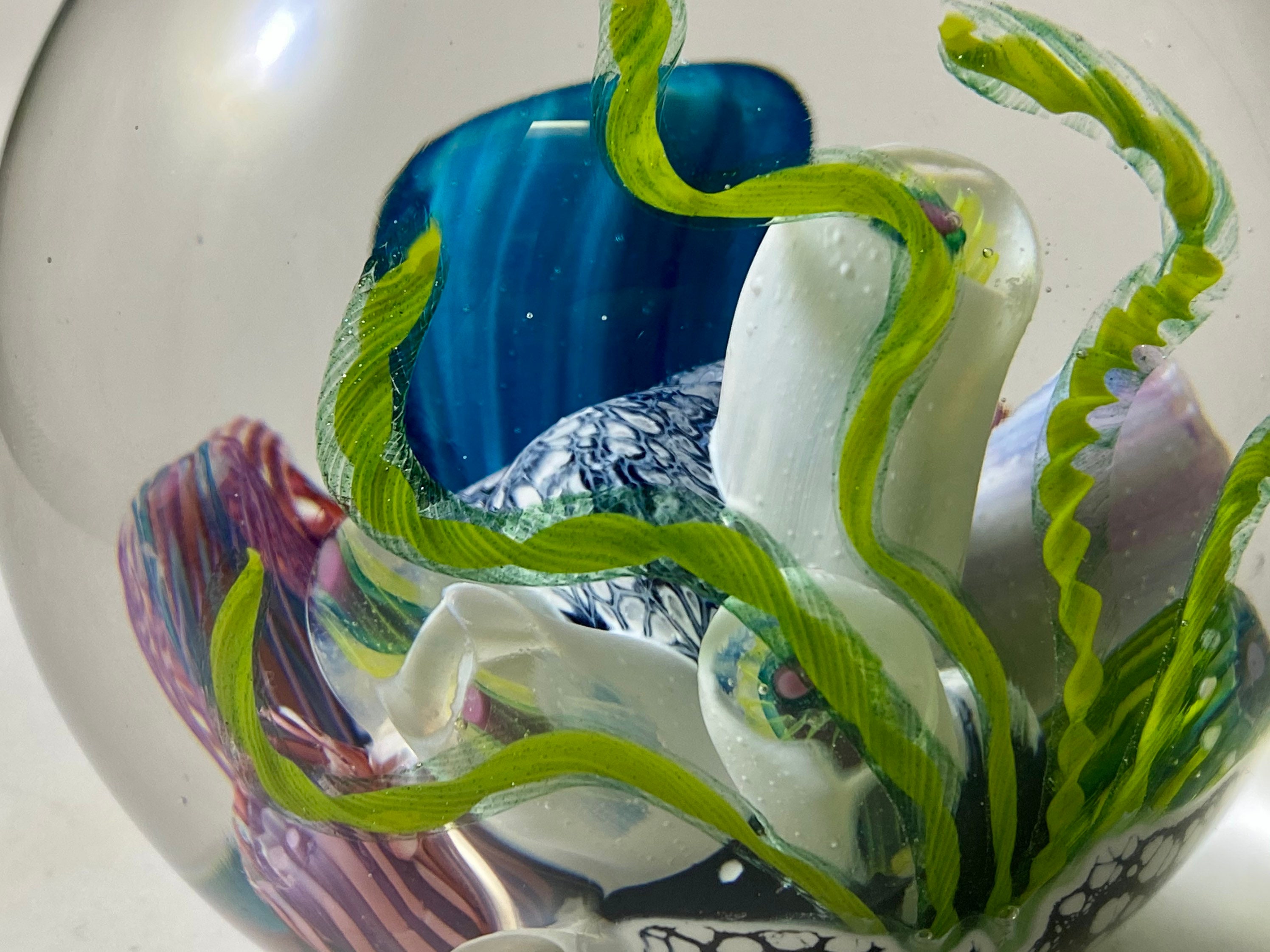 Mark Eckstrand Art Glass Coral Reef Seaweed Ocean Paperweight - Etsy