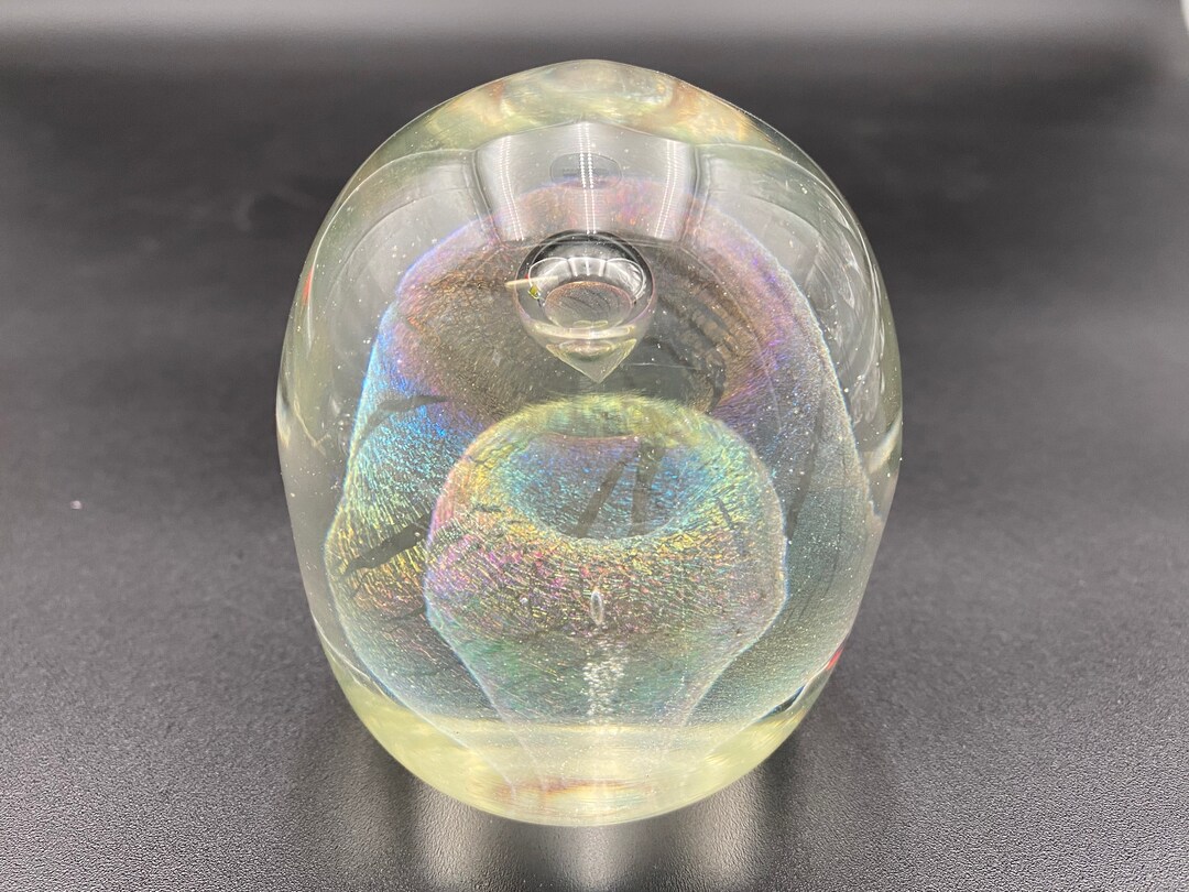John Barber Art Glass Iridescent Dichroic Paperweight Signed 3 1/4 H - Etsy