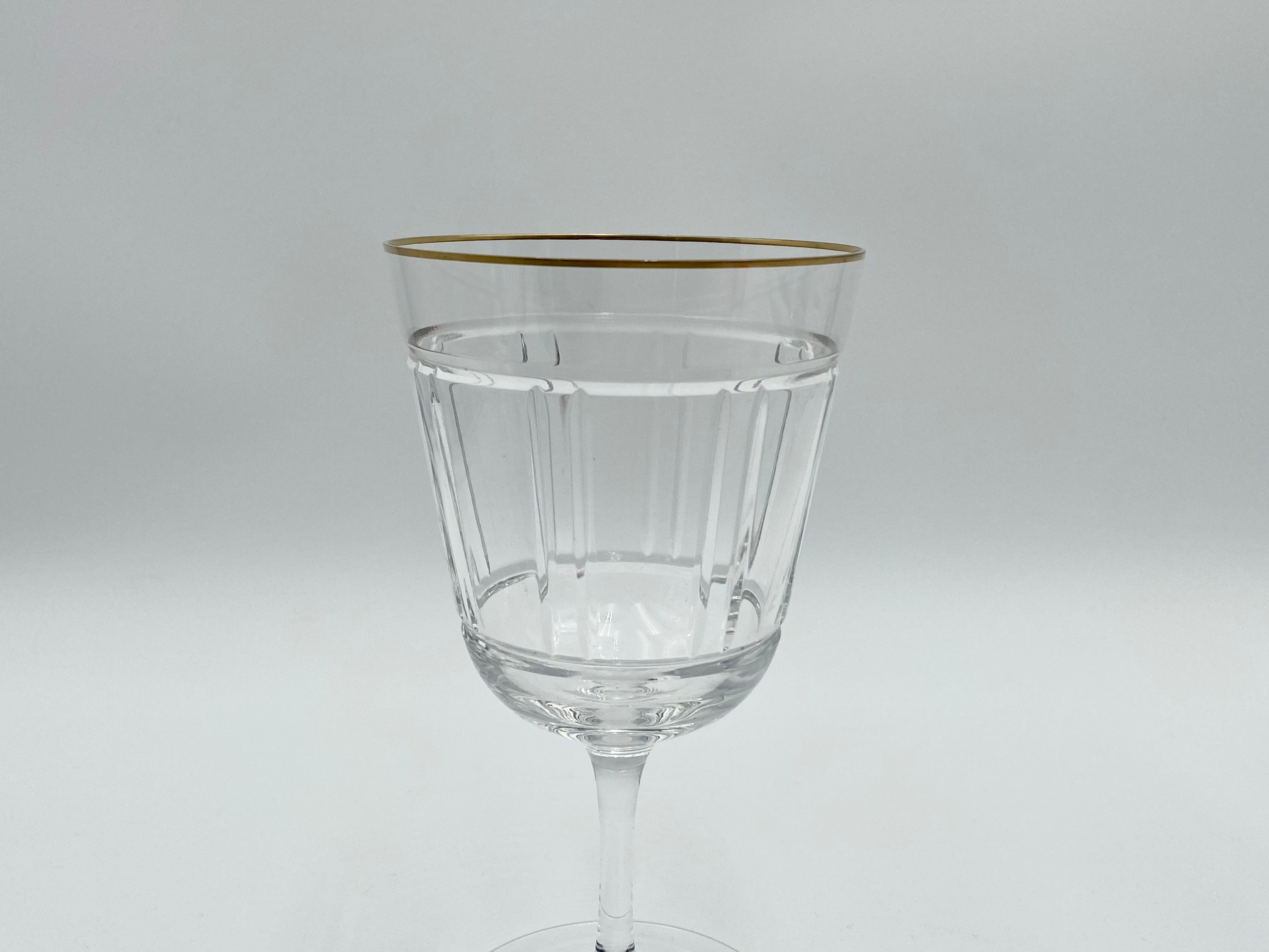 Set of 4 Ralph Lauren Crystal Water Goblet Wine Glass Gold Rim ...