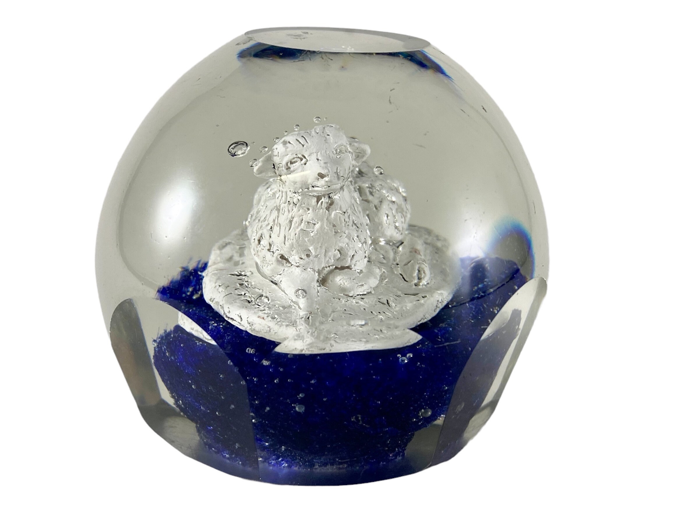 Antique Bohemian Art Glass Paperweight Sulphide Sheep Faceted - Etsy