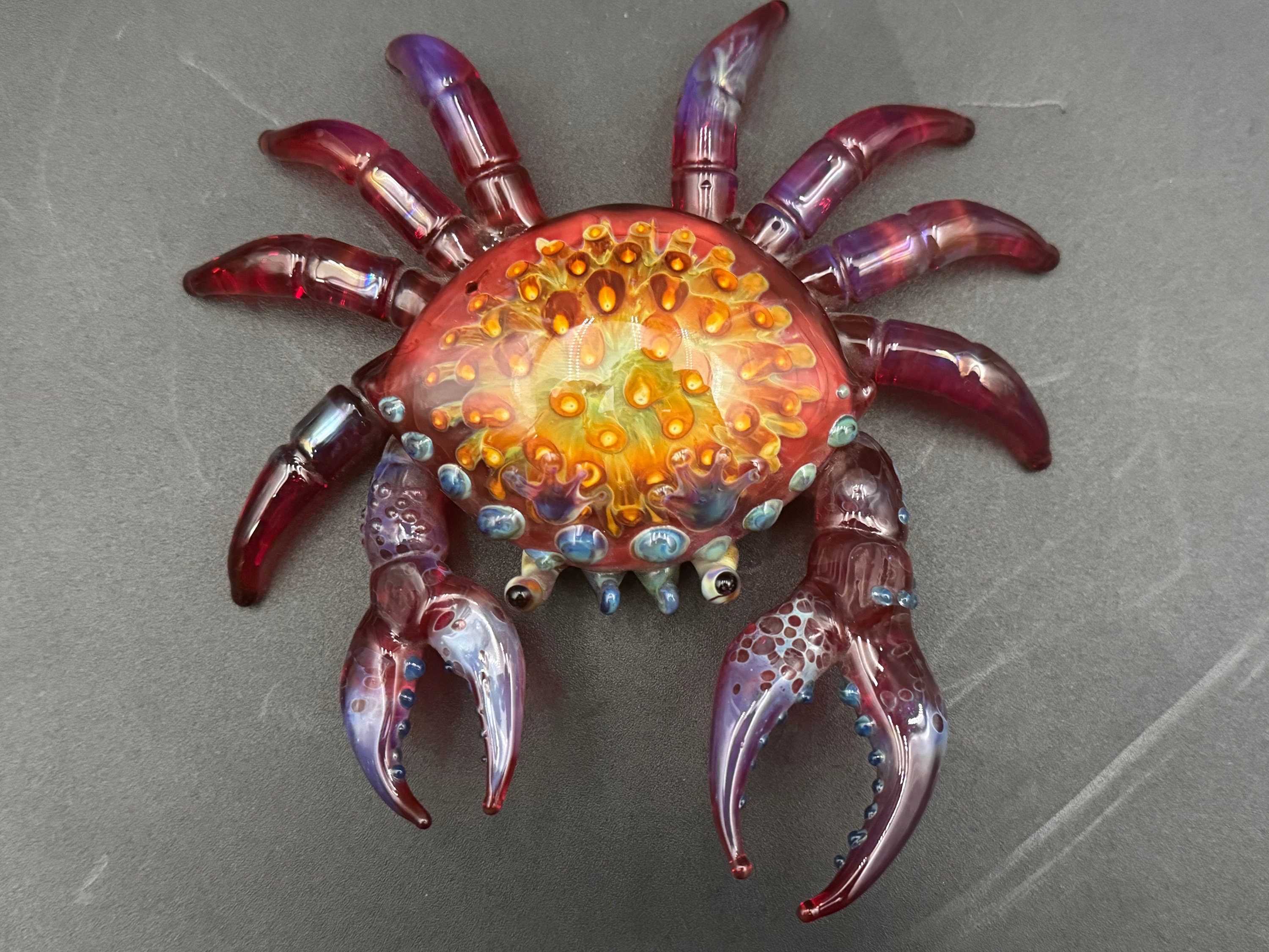 Jeremy Sinkus Art Glass Crab Figurine Fumework Sculpture Signed 6 1/2 ...