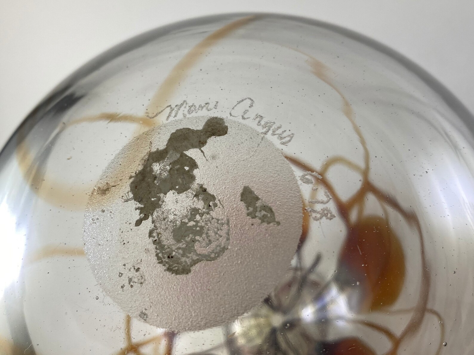 Signed Mary Angus Art Glass Paperweight Vase Heart and Vine 6 - Etsy