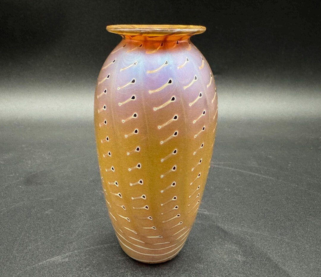 Craig Zweifel Art Glass Iridescent Abstract Pattern Vase Stunning 4 1/2 ...
