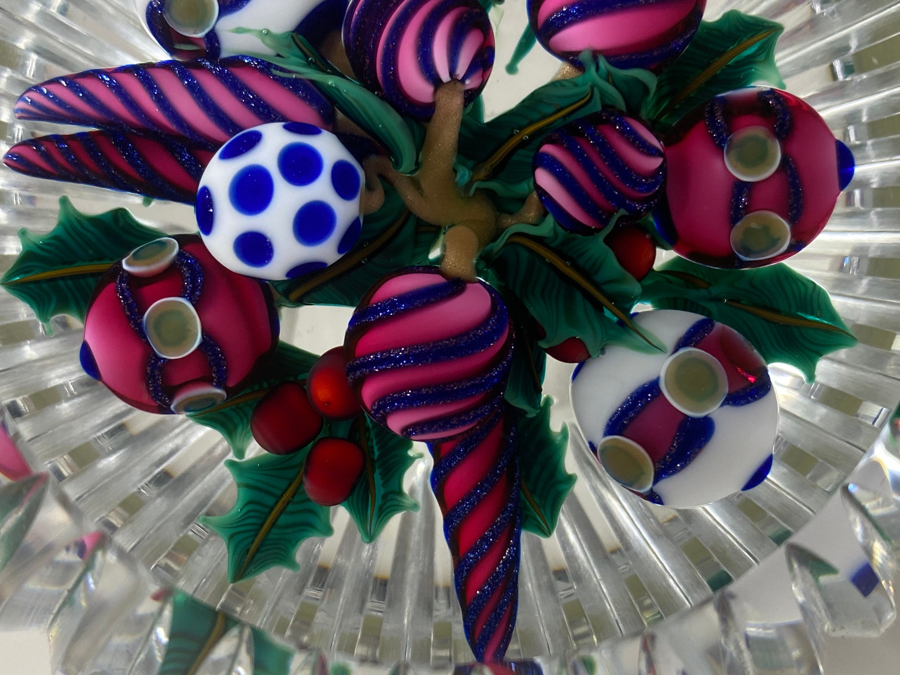 1994 Ken Rosenfeld Art Glass Christmas Tree Ornaments Paperweight 3 1/2 ...