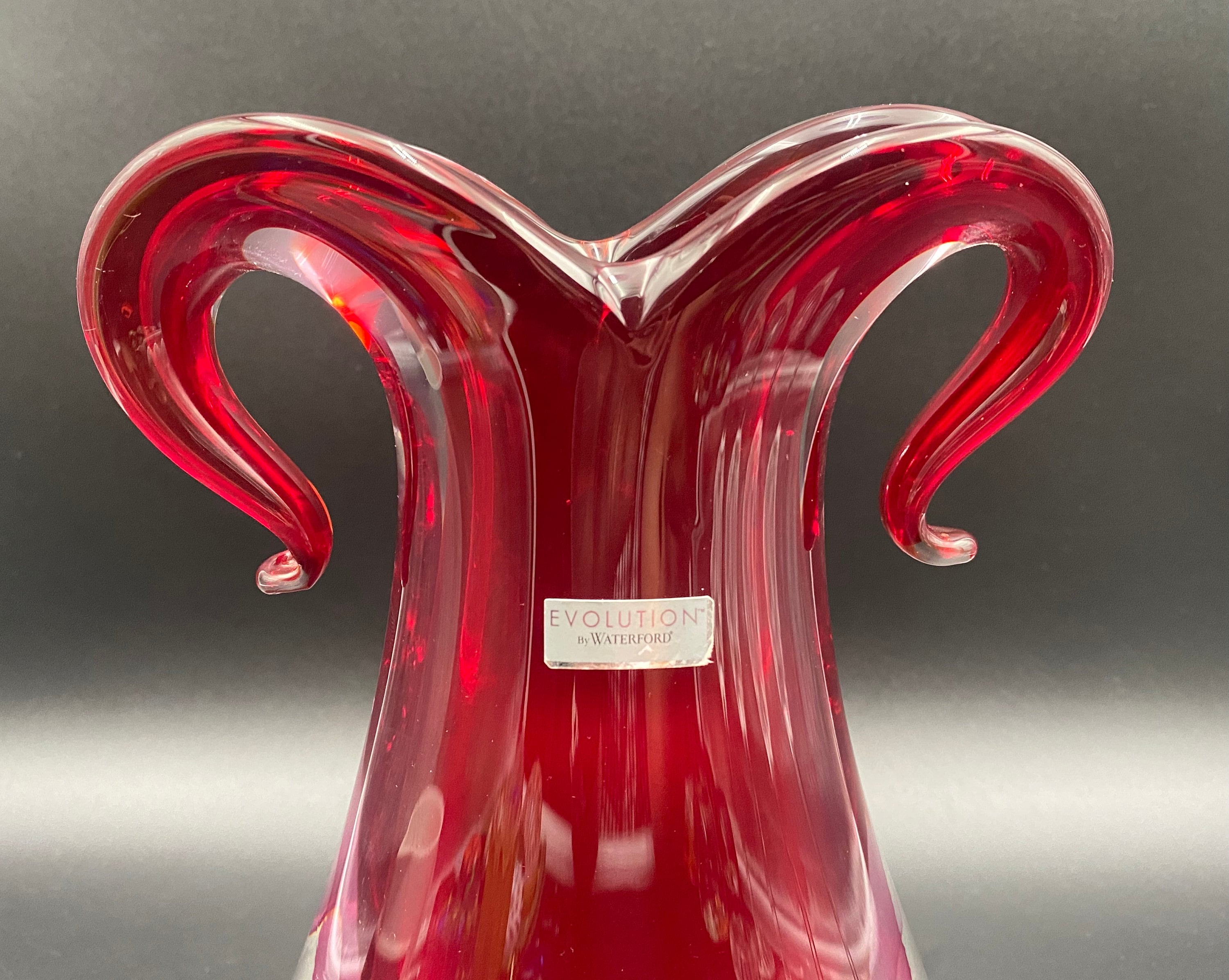 Waterford Crystal Evolution Bella Collection Sommerso Red Vase Signed ...