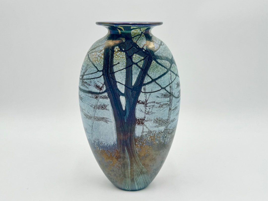 Rick Satava Art Glass mt. Shasta Vase Detailed Design Signed 9 H - Etsy
