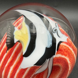 Orient Flume Art Glass Angel Fish Aquarium Large Paperweight Signed 3 1 ...