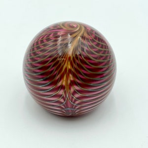 Stuart Abelman Art Glass Detailed Pulled Feather Paperweight Stunning ...