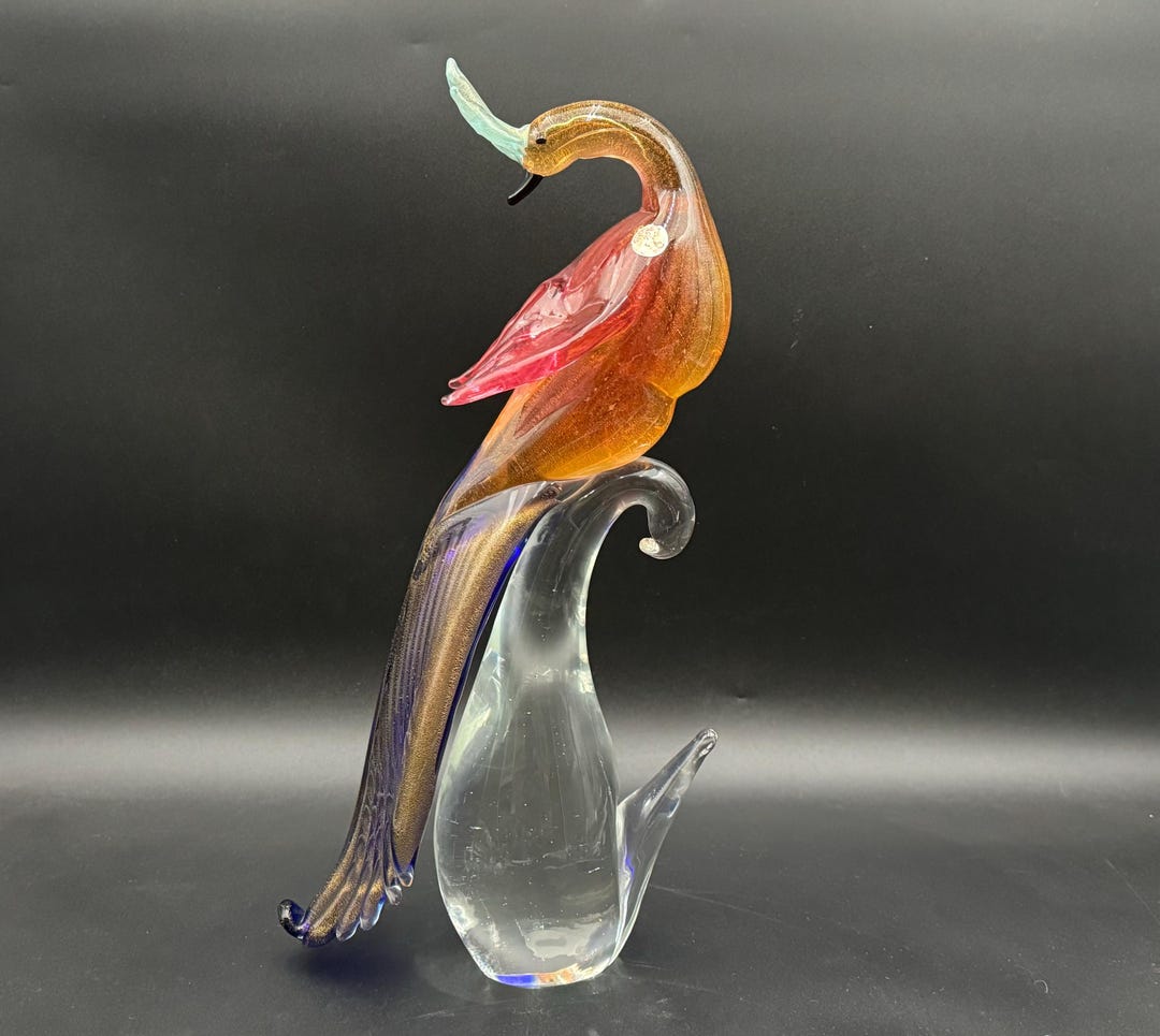 Beautiful Formia Murano Glass Bird of Paradise Peacock Sculpture ...