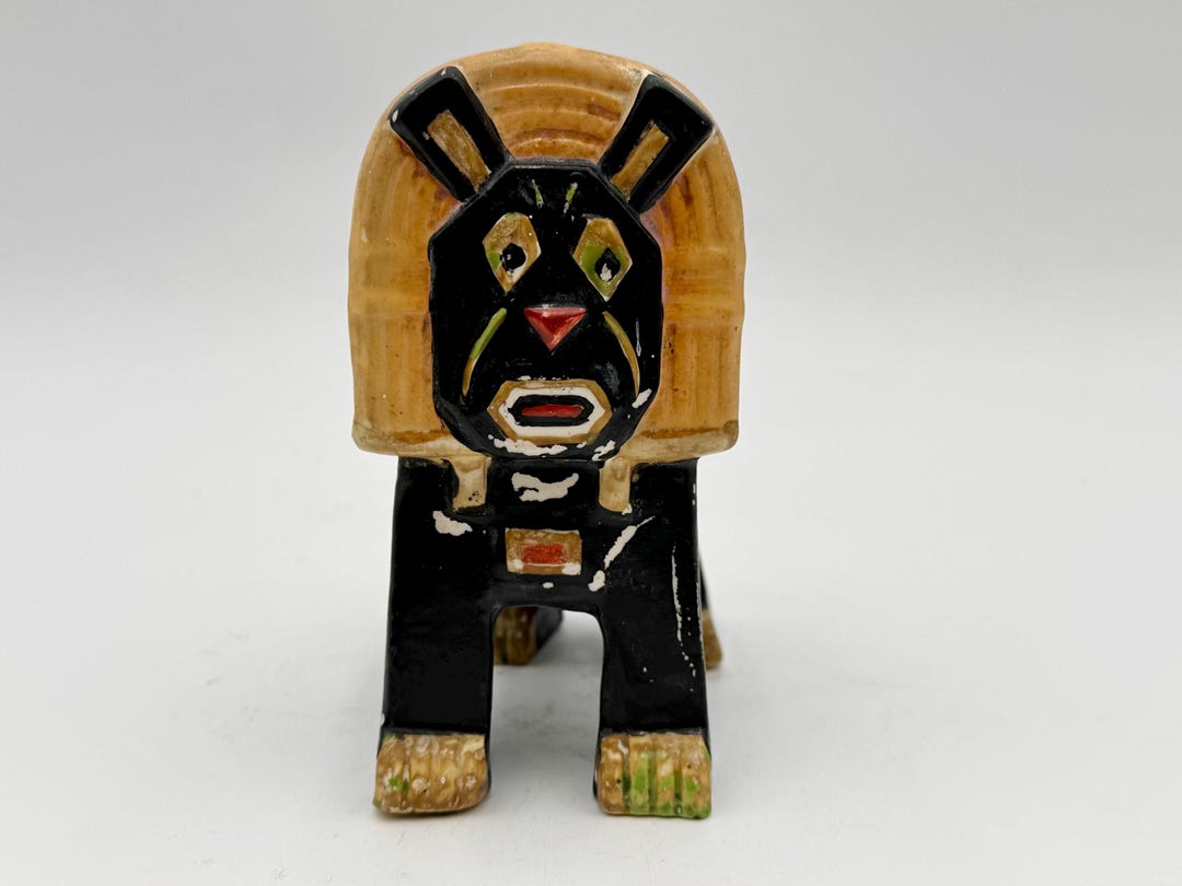 Rare Louis Wain Ceramic Pottery Lion Cat Lucky Mascot Figurine ...