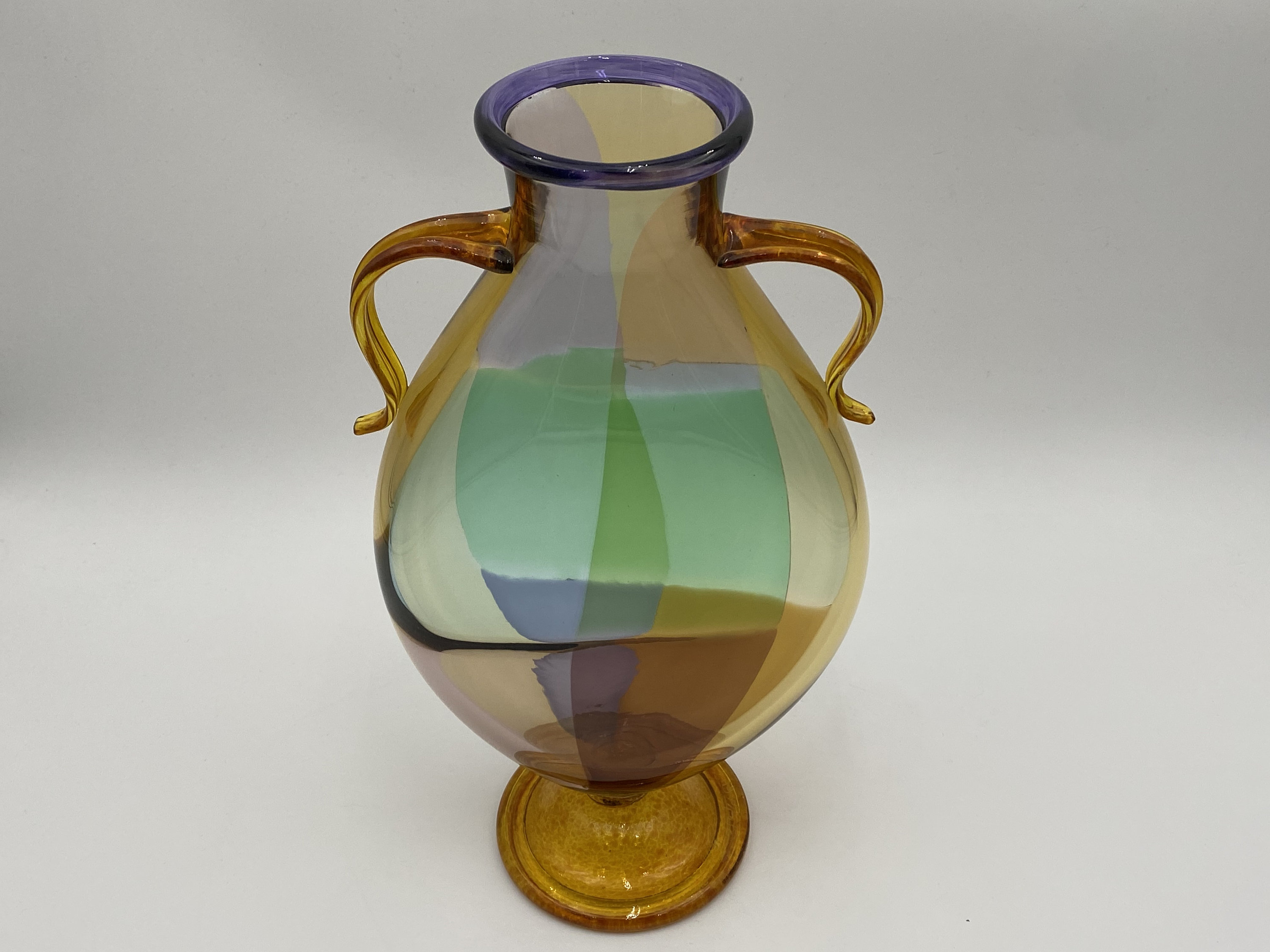 Harry Stuart RPM Art Glass Multi Color Patchwork Vase Sculpture Signed ...
