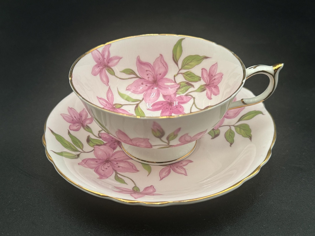 Paragon Pink Clematis Tea Cup & Saucer Light Pink Floral Gilt Trim ...