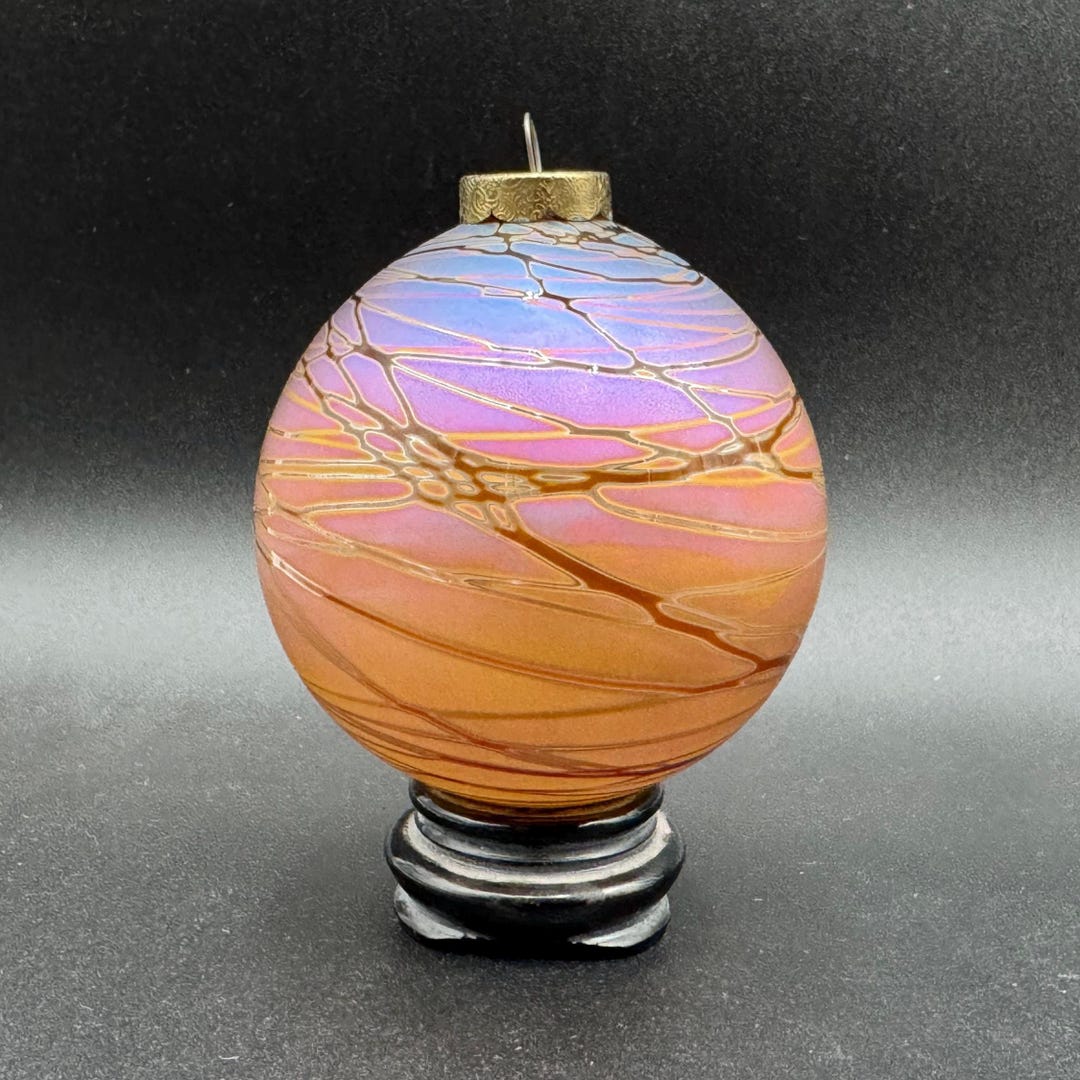 Craig Zweifel Art Glass Christmas Iridescent Threaded Ornament 3 1/2 H ...