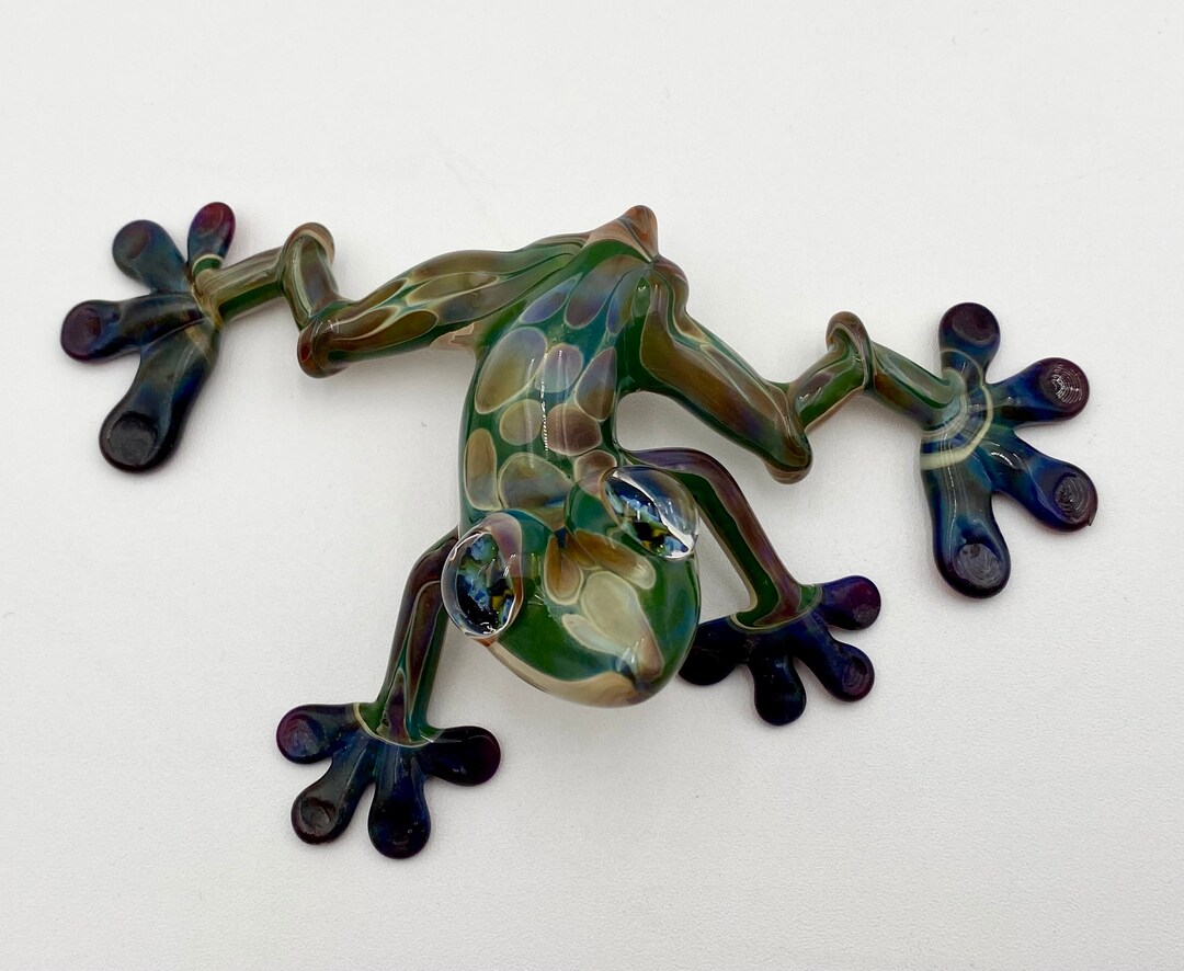 Tim Lindemann Art Glass Green Frog Sculpture Figurine Signed Incredible ...