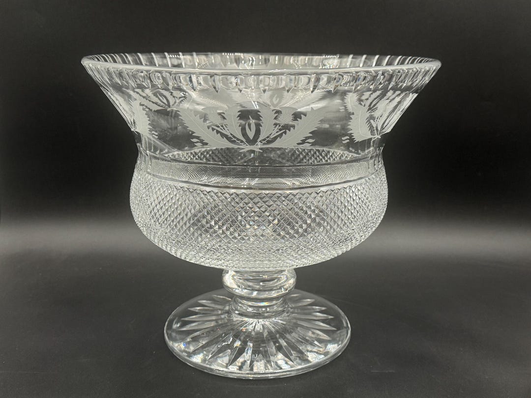 Edinburgh Scotland Crystal Thistle Etched Large Footed Centerpiece Bowl ...