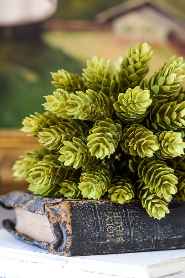 Evergreen Hops Half Sphere Fall Faux Floral Greenery Bowl Filler basket ...