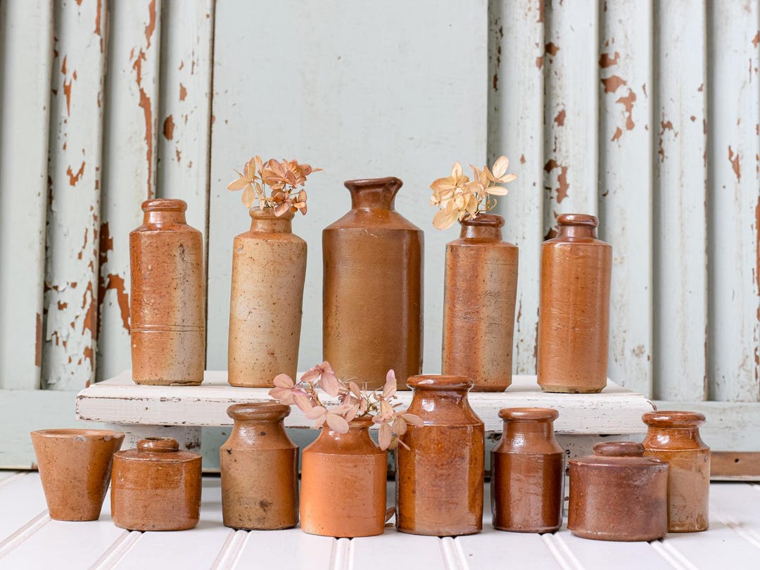Vintage Salt Glazed Stoneware Inkwell Bottles, Stoneware Pottery ...