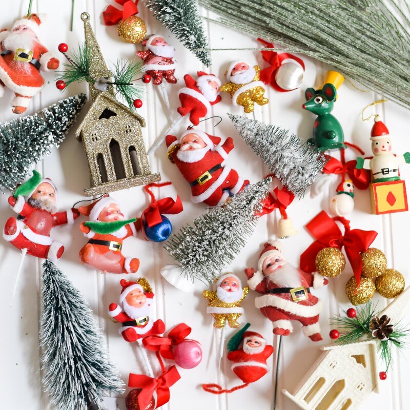 Flocked Santa - Etsy