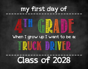 Fourth Grade Printable Sign, First Day of School Sign, Fourth Grade Boy ...