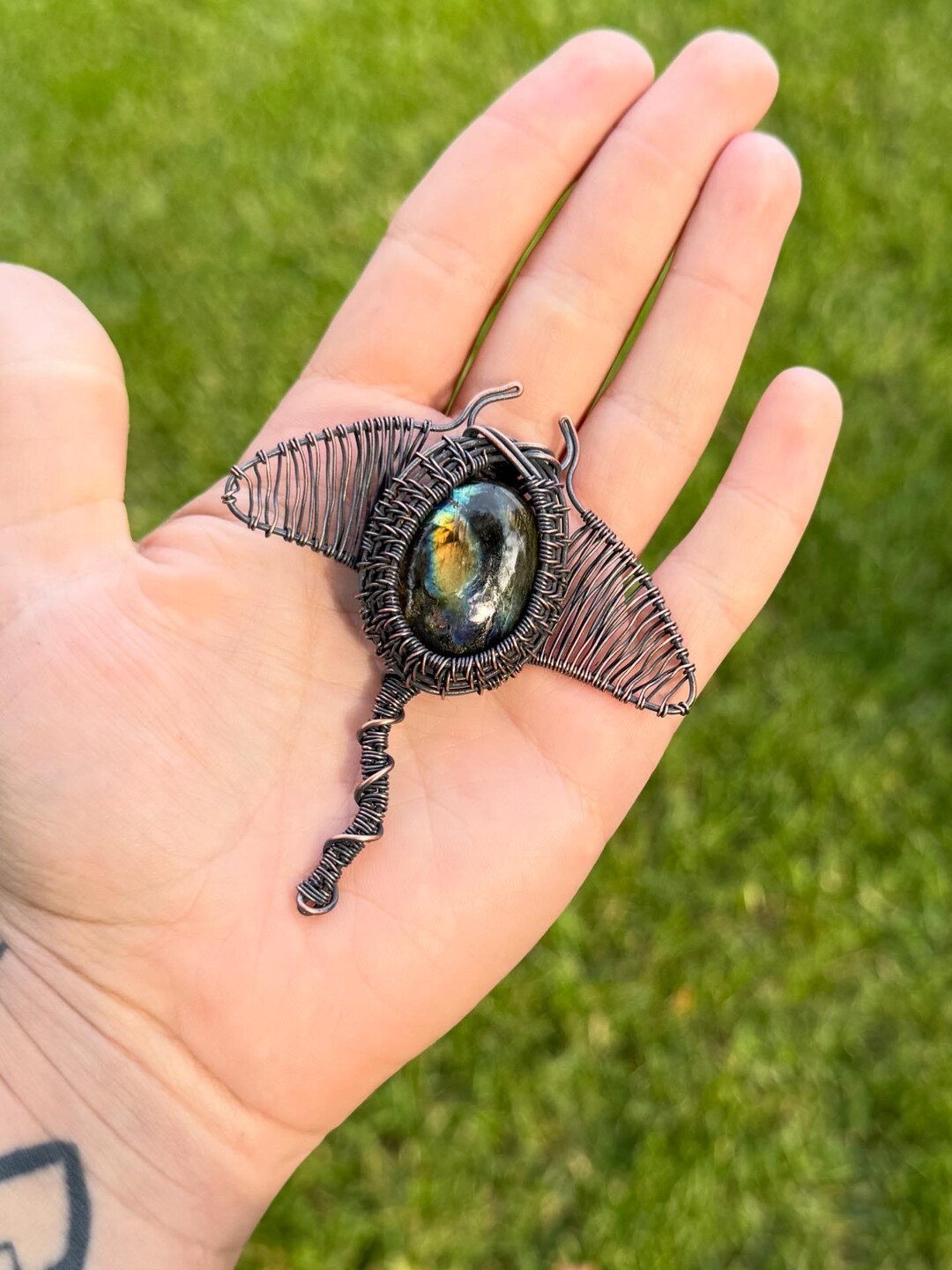 Labradorite Manta Ray Wire Wrapped Crystal Necklace Pendant - Etsy