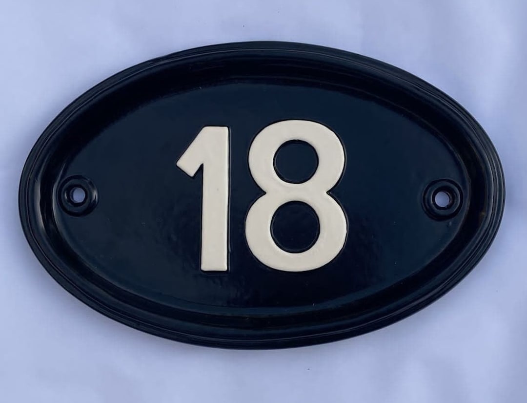 Oval House Number 1 - 50 Black With White Numbers (most Are in Stock ...