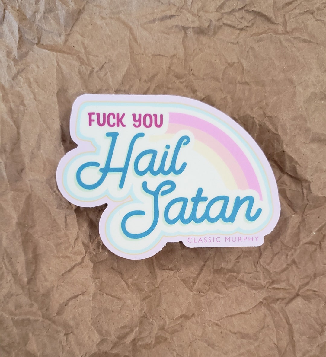 Hail Satan Ironic Funny Sticker Pastel Rainbow Goth Decal - Etsy