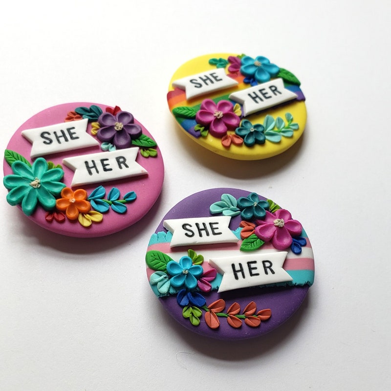 Pronoun Pins - Etsy