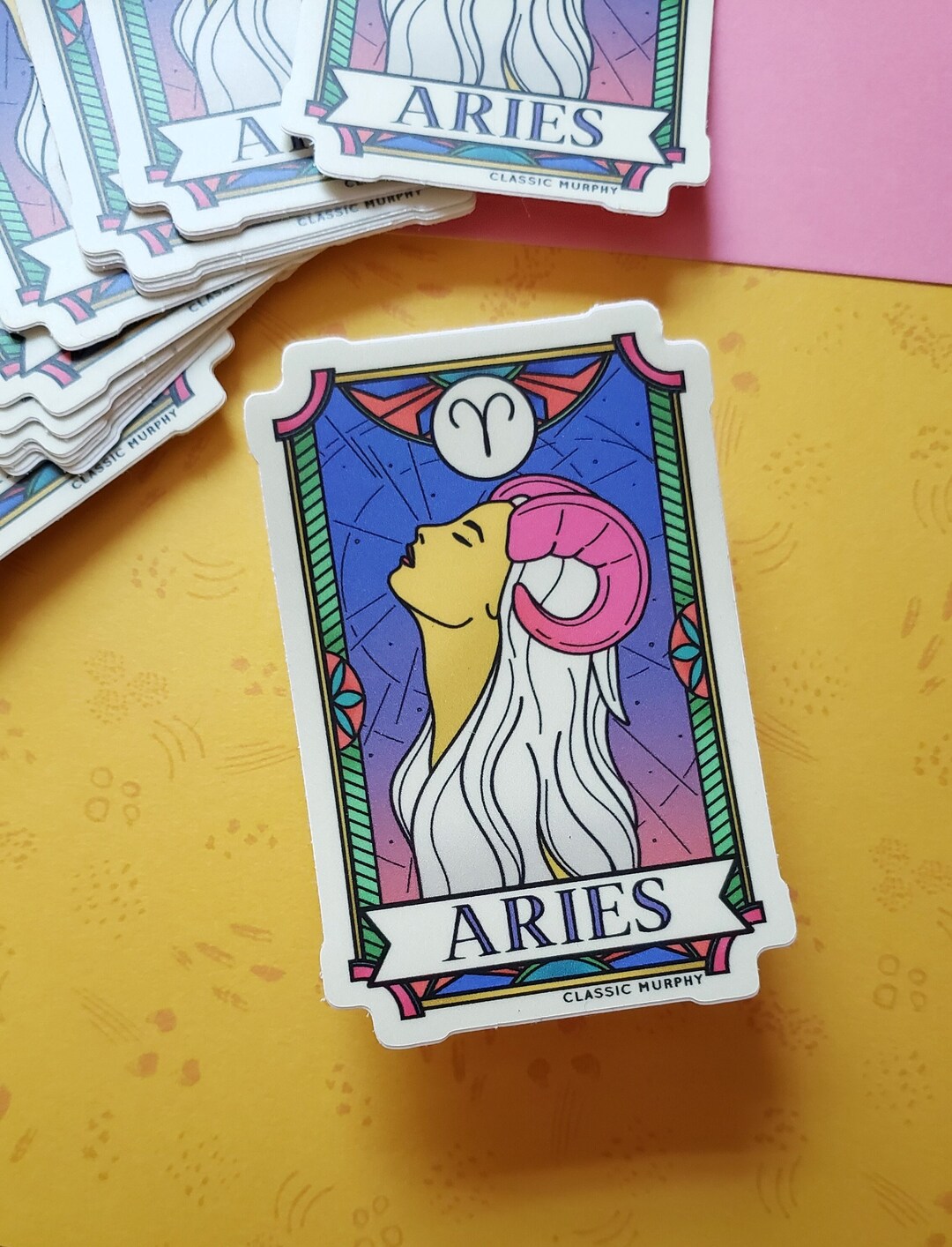 Aries Vinyl Sticker Zodiac Astrology Sign Illustrated Design - Etsy