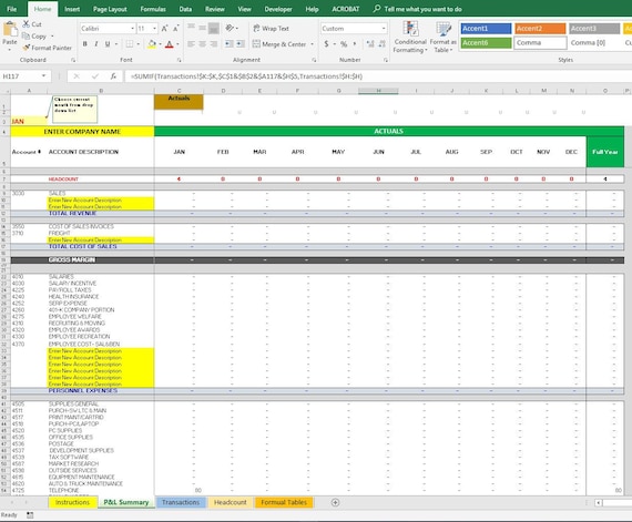 Small Business Automated Excel Budget Sheet - Etsy