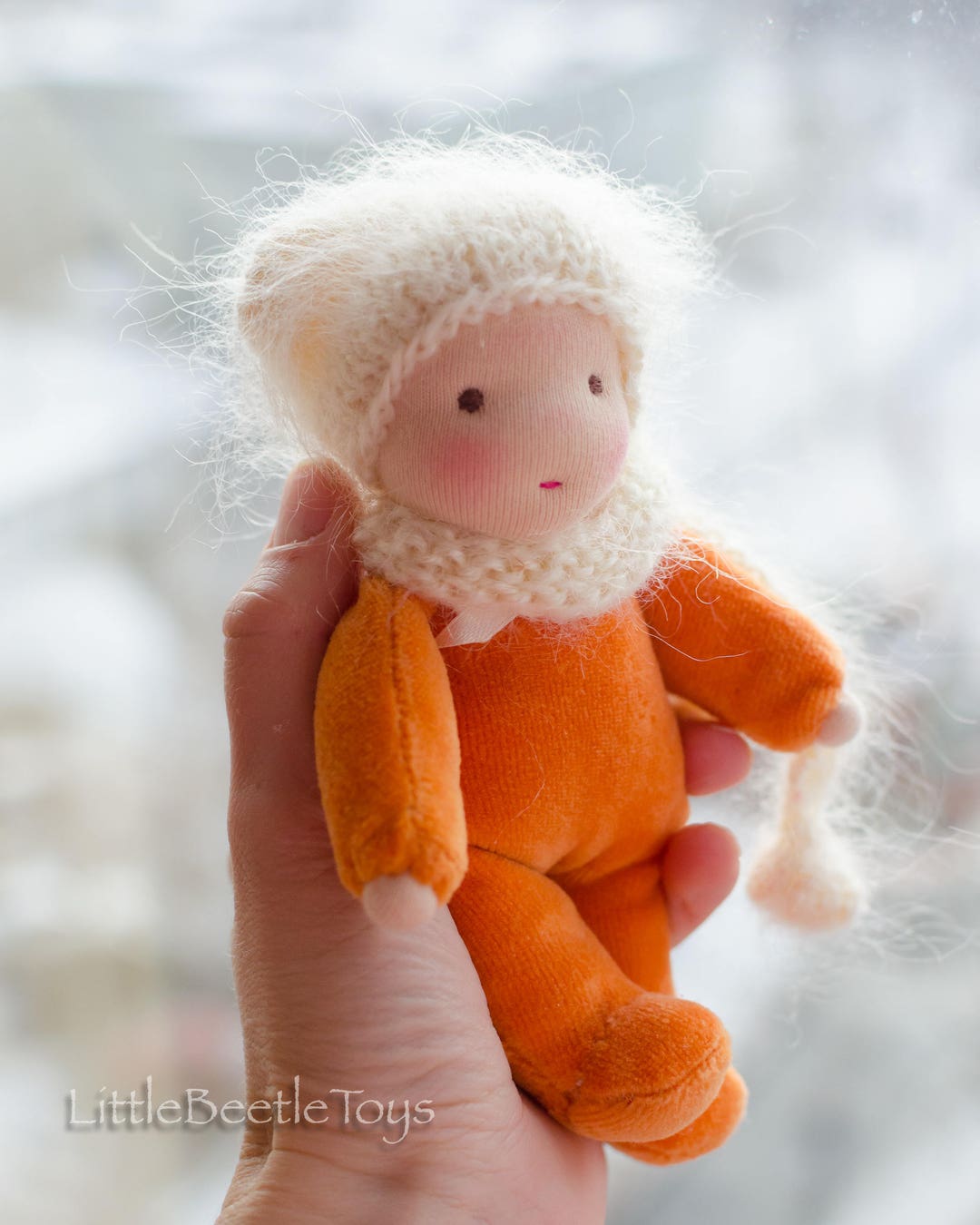 Waldorf Small Doll: Ginger Velour, Mohair Scarf, Pocket Doll - Etsy