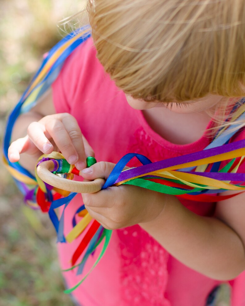 Waldorf Hand Kite With Bells Rainbow Eco-friendly Toy Wooden - Etsy