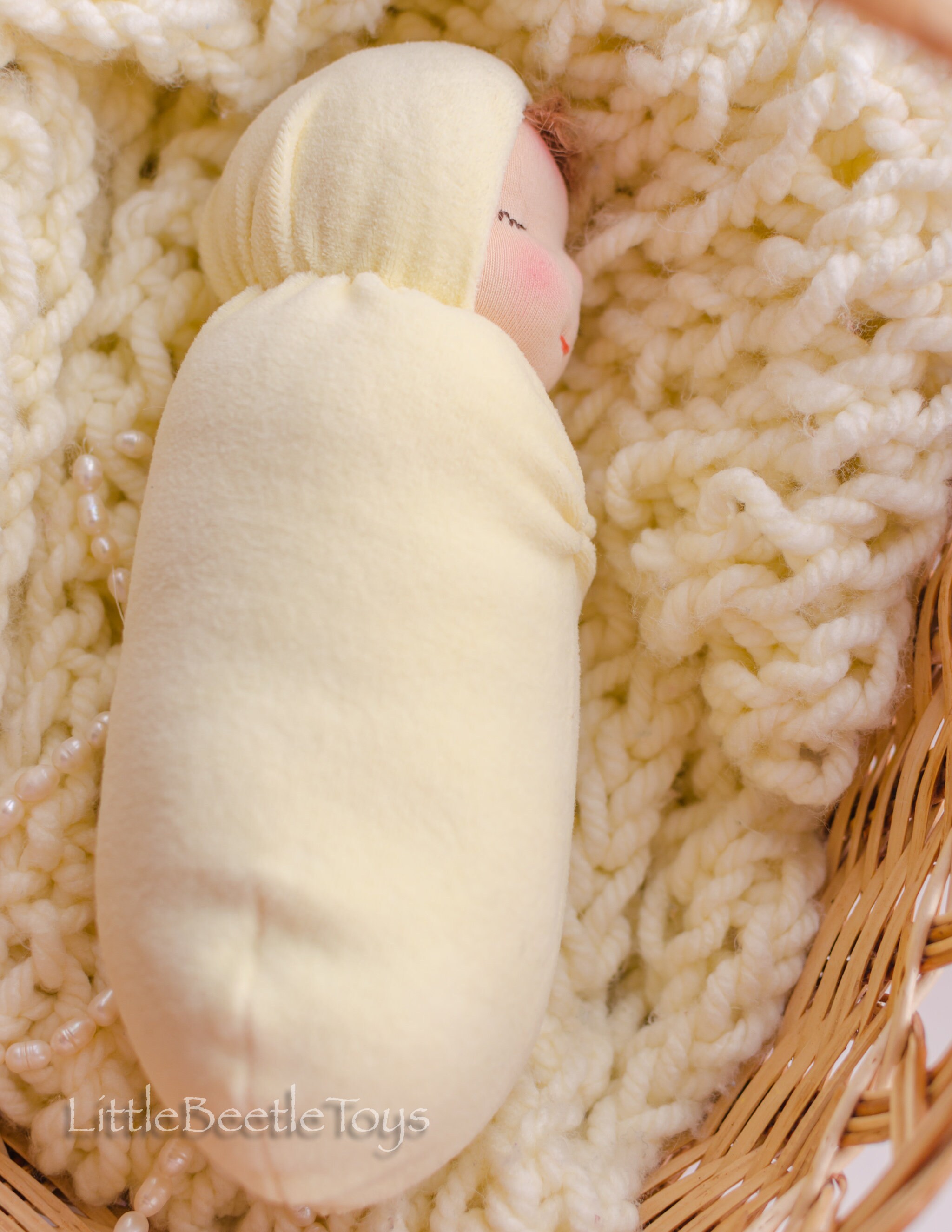 Waldorf Doll for Sleep Sleepy Baby Doll 11 Bedtime Doll Swaddled Ivory ...